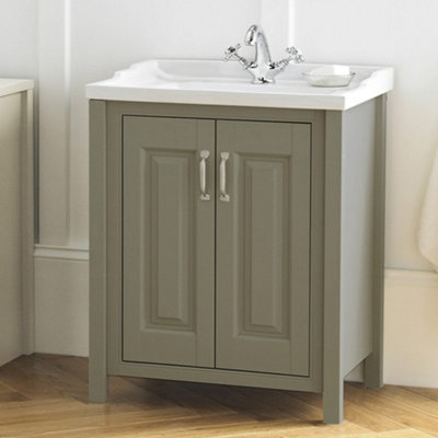 Chiltern 600mm Flat Pack Stone Grey Bathroom Traditional Basin Vanity ...