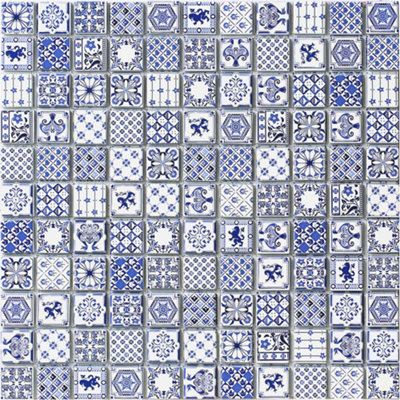 China Blue Self-Adhesive Mosaic Tile | DIY at B&Q