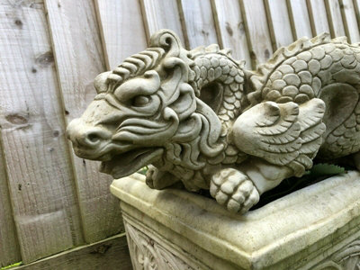 Chinese Dragon Stone Statue Outdoor Garden Ornament British Made ...
