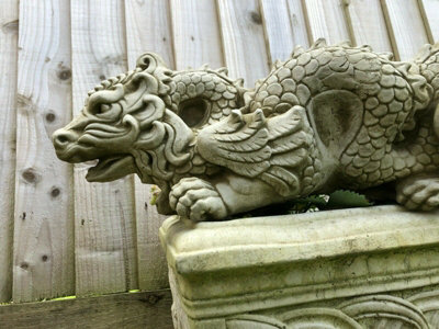 Chinese Dragon Stone Statue Outdoor Garden Ornament British Made ...