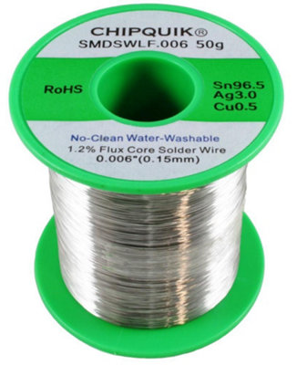 CHIP QUIK - No-Clean, Lead-Free Solder Wire, 0.15mm, 50g at B&Q