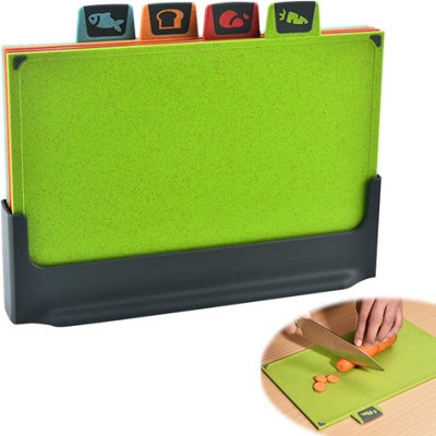 Chopping Board Set, 4PCS Plastic IndeX Chopping Boards with Storage ...