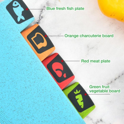 Chopping Board Set, 4PCS Plastic IndeX Chopping Boards with Storage ...