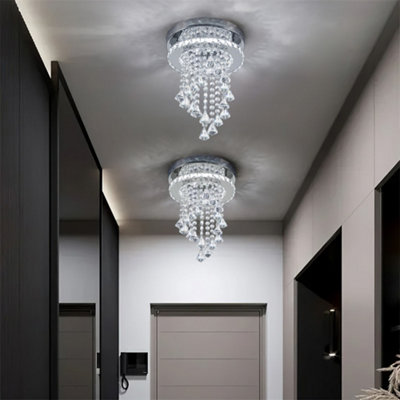 Chorme Finish Round Crystal Ceiling Light Cool White Light with ...