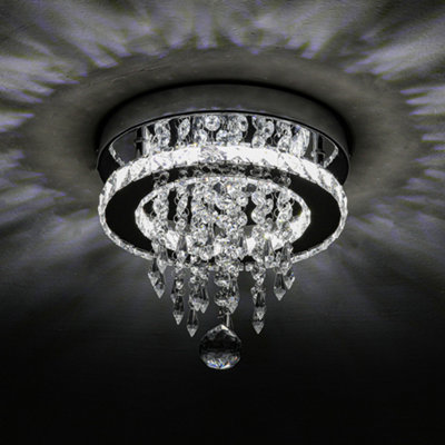 Chorme Finish Round Crystal Ceiling Light Cool White Light with ...