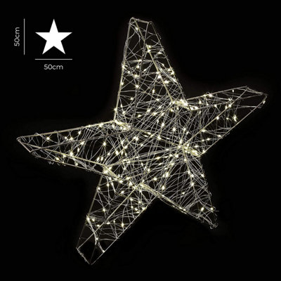 Christmas 3D Star Metal 200 Warm White LED Light Bright Illumination ...