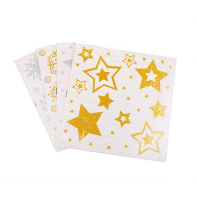 Christmas 4 Pack Glitter Window Stickers Gold & Silver
