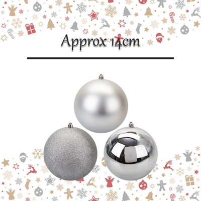Christmas Bauble Decoration Hanging Tree Ornament X 3 14cm Silver
