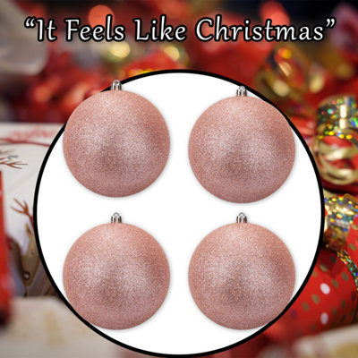 Christmas Bauble Decoration Hanging Tree Ornament X 4 7cm Rose Gold