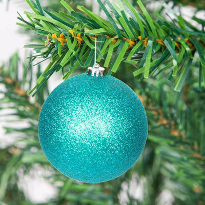 Christmas Baubles Shatterproof Turquoise, xmas Tree Decorations ...