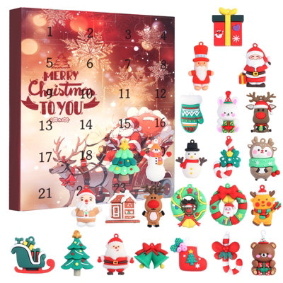 Christmas Calendar Countdown Blind Box 3D Figure Charm Set