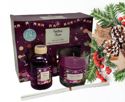 Christmas Candle & Reed Diffuser Gift Set Festive Cheer Mulled Wine ...
