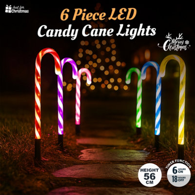 Christmas Candy Cane Lights 6 Pack Christmas Pathway Lights with 60 LED ...