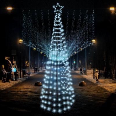 Christmas Cool White Maypole Tree LED Light Pyramid Outdoor Decoration 2.1m