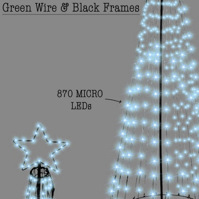 Christmas Cool White Maypole Tree LED Light Pyramid Outdoor Decoration 3m