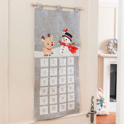 Christmas Countdown Wall Hanging Snowman Reindeer Advent Calendar