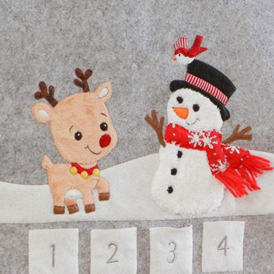 Christmas Countdown Wall Hanging Snowman Reindeer Advent Calendar