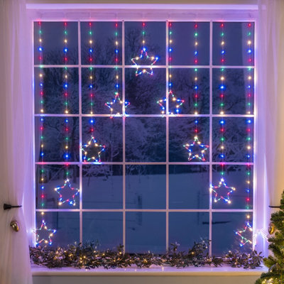 Christmas Curtain Lights Micro LED Star Wall Window Indoor Outdoor 1.2m ...