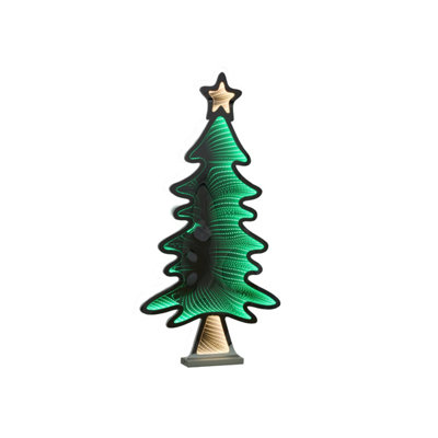 Christmas Decor: 60CM Infinity Tree LED with Wooden Base | DIY at B&Q