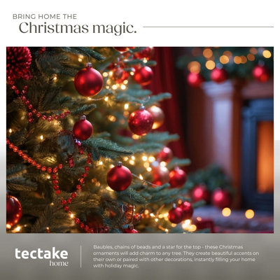 Christmas Decorations - 84 red baubles, string of beads, star tree ...