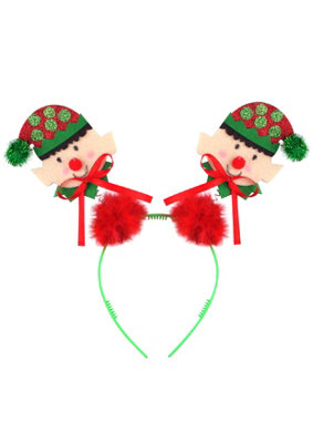 Christmas Elf Head Bopper Headband with Red Fur