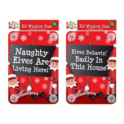Christmas Elf Window Sign Stickers
