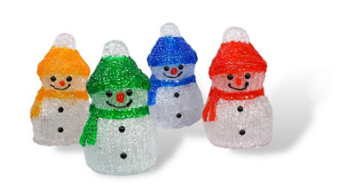 Christmas Festive Set of 4 Acrylic Outdoor & Indoor Snowmen Battery ...