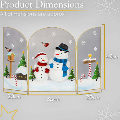 Christmas Fireguard Decoration Xmas Fireplace Screen Fire Guard 3 Panel ...