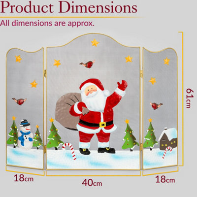 Christmas Fireguard Decoration Xmas Fireplace Screen Fire Guard 3 Panel ...