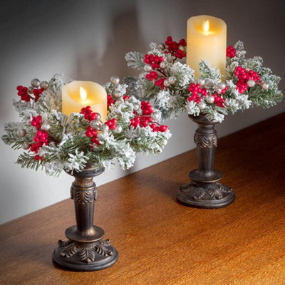 Christmas Garland Flocking Christmas Candle Garland Table Candle Holder ...