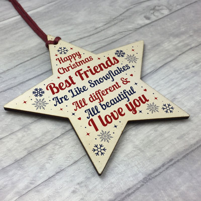 Christmas Gifts For Best Friend Wooden Baubles Tree Decoration