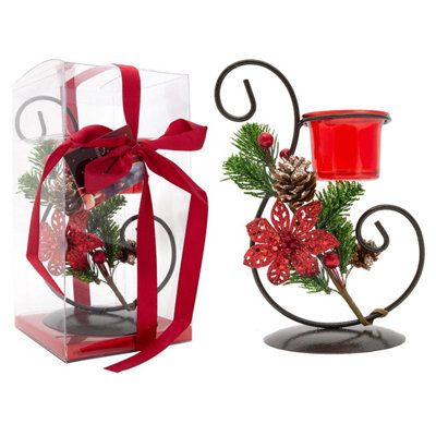 Christmas Gifts Red PVC-Box Candle holder, 3x22cm | DIY at B&Q