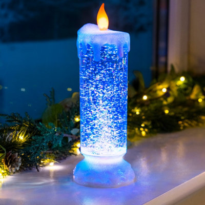 Christmas Glitter Candle Colour Changing LED Water Spinner Decoration ...