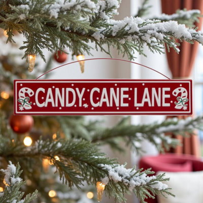 CHRISTMAS HANGING CANDY CANE LANE SIGN