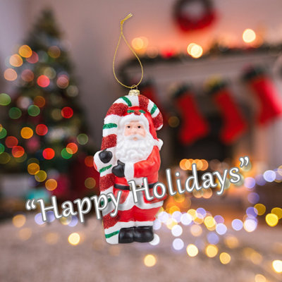 Christmas Hanging Decoration Santa And Cane X 1 14. 5x6. 5x4. 5cm Red Santa