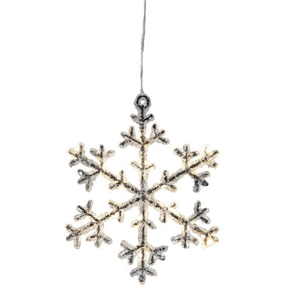 Christmas Hanging LED Star Decoration - Warm White Snowflake Light with ...