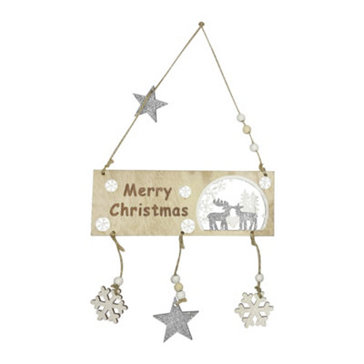 Christmas Hanging Sign Wooden Xmas Plaque for Xmas Tree, Outdoor ...
