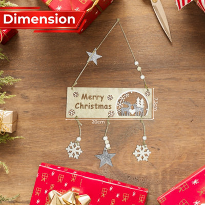 Christmas Hanging Sign Wooden Xmas Plaque for Xmas Tree, Outdoor ...