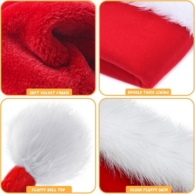 Christmas Hat for Santa Hats Uni Red Velvet Extra Thicken Holiday ...