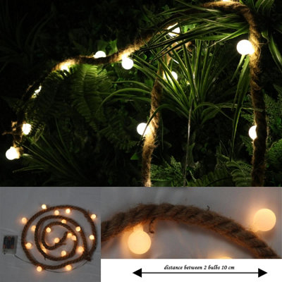 Christmas Hemp Rope Silhouette LED Bulb Lights Xmas Decoration Battery ...