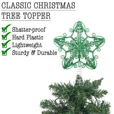 Christmas Ice Blue Glitter Star Tree Topper - Sparkling Star Decoration ...