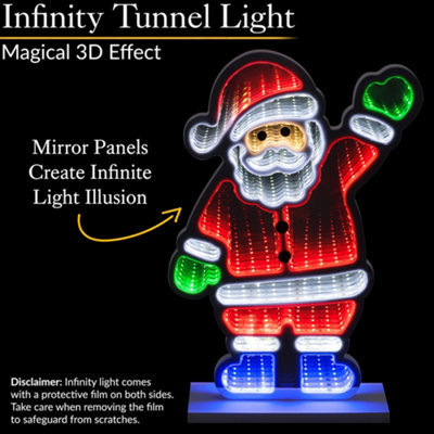 Christmas Infinity Light Santa LED Xmas Indoor Decoration 40cm With ...