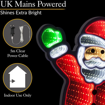 Christmas Infinity Light Santa LED Xmas Indoor Decoration 40cm With ...