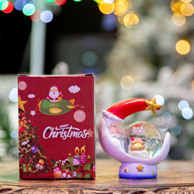 Christmas Mini Snow globe Water Ball Snow Dome Teddy Scene Resin Moon ...