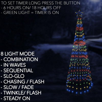 Christmas Multicolour Maypole Tree LED Light Pyramid Outdoor Decoration ...