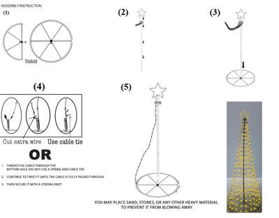 Christmas Multicolour Maypole Tree LED Light Pyramid Outdoor Decoration ...