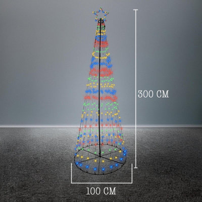 Christmas Multicolour Maypole Tree LED Light Pyramid Outdoor Decoration 3m