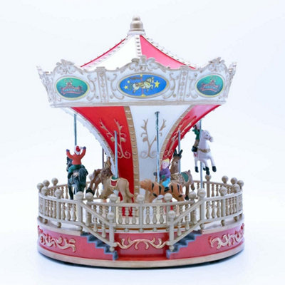 Christmas Musical Carousel with Multi Colour LED Lights - Festive Scene ...