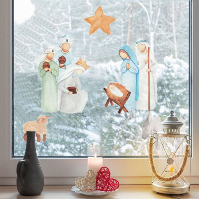 Christmas Nativity Window Stickers Pack | DIY at B&Q