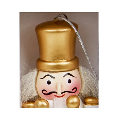 Christmas Nutcracker Tree Decorations Pack of 5 White & Gold Nutcrackers